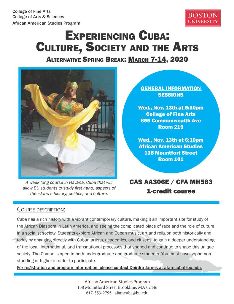 BU Spring Break Cuba 2020 | African American & Black Diaspora Studies