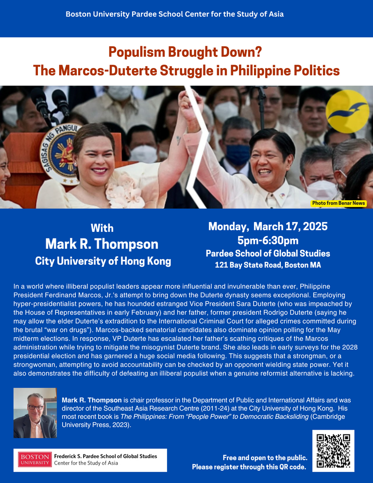 Populism Brought Down? The Marcos-Duterte Struggle in Philippine Politics | Center for the Study ...