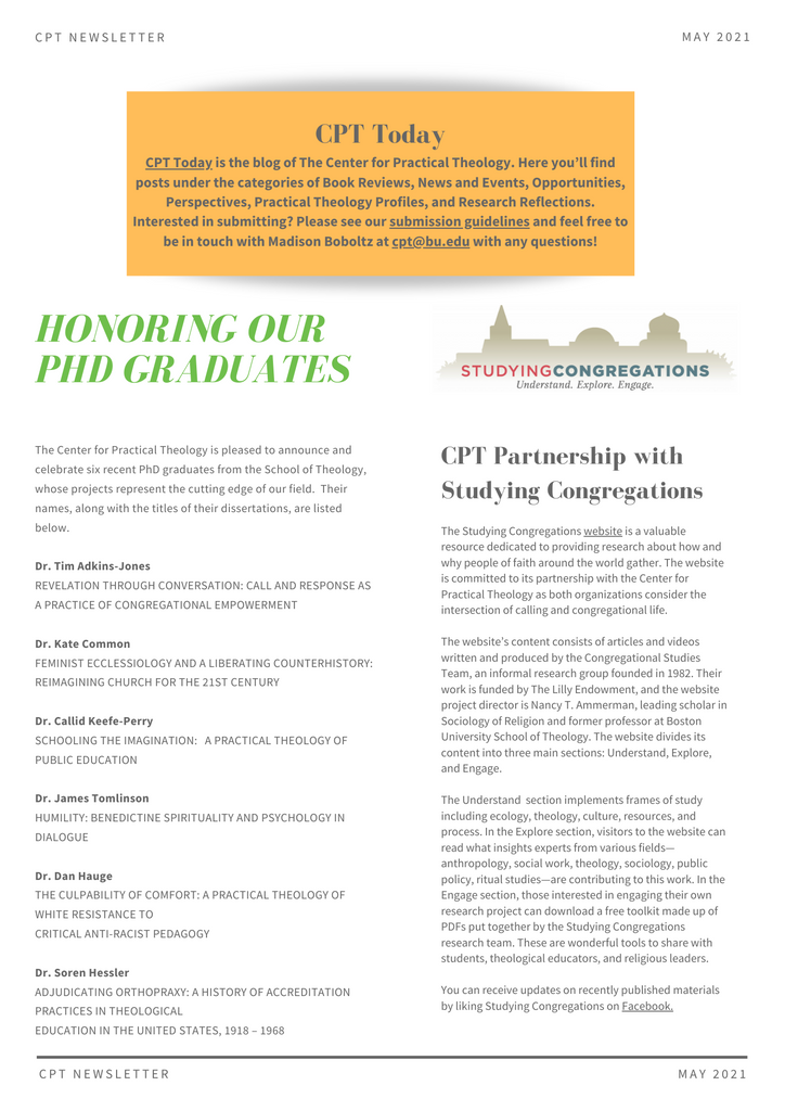2021 CPT Newsletter | Center for Practical Theology