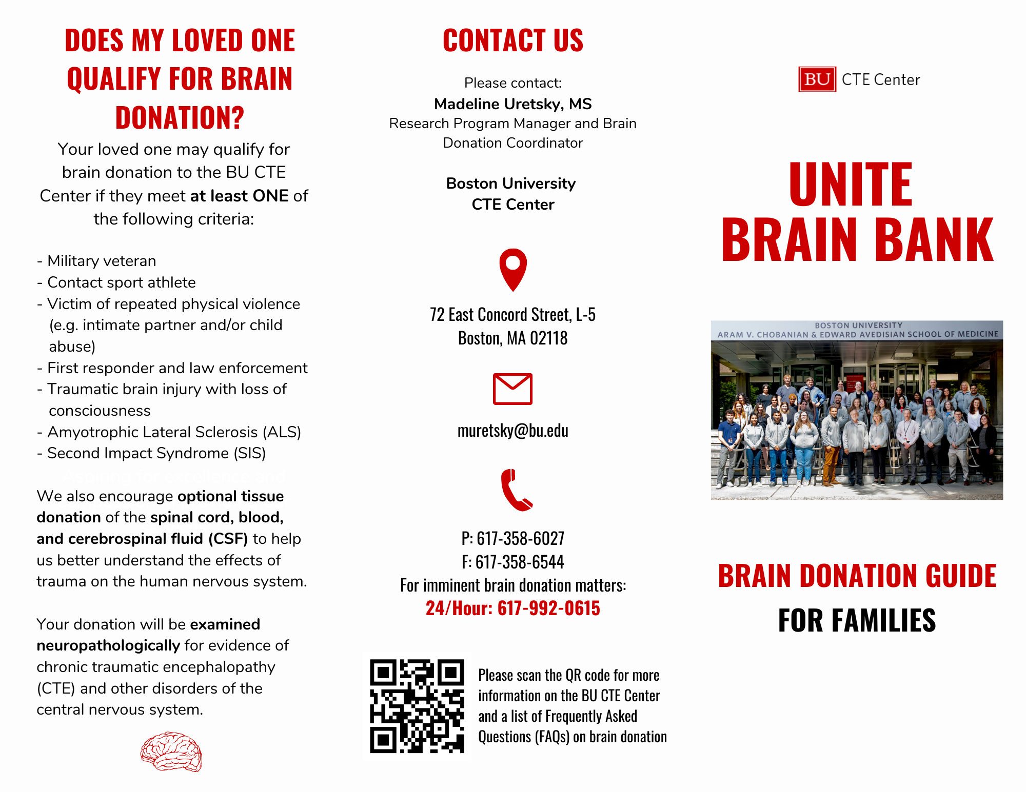 Brain Donation Brochures | CTE Center
