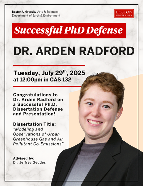 Successful PhD Defense — Congrats Dr. Arden Radford | Earth & Environment