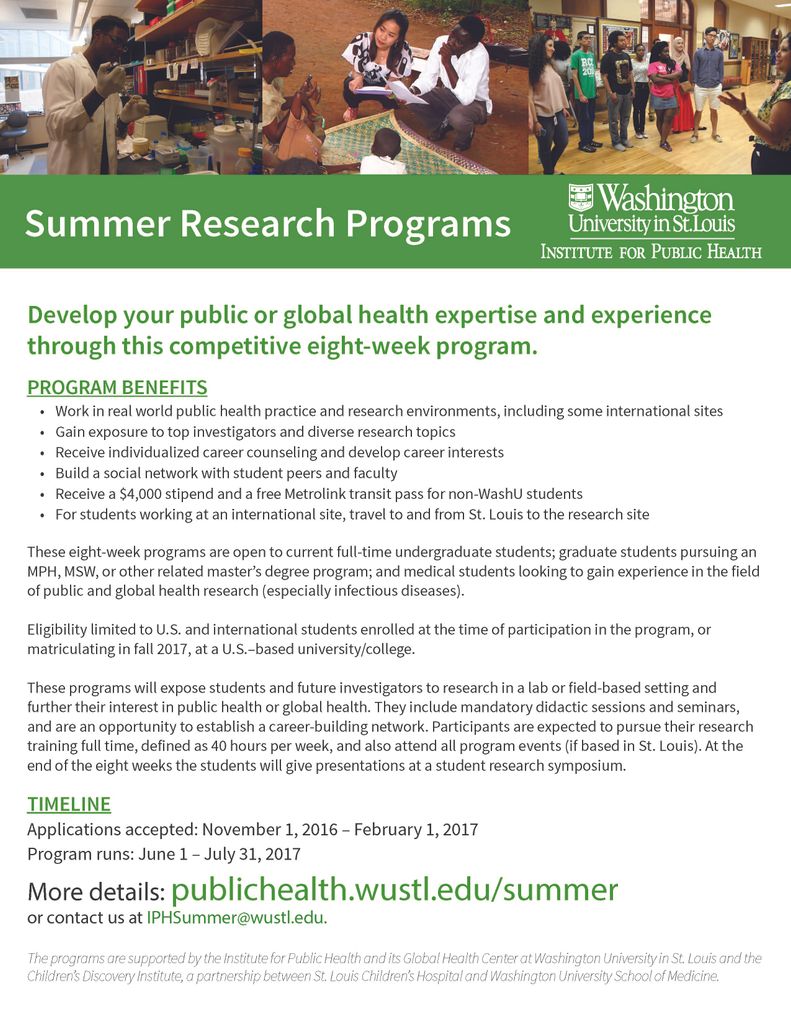 Washington University in St Louis Summer Research Opportunity » Global ...