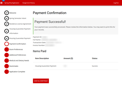 payment confirmation | Boston University Housing