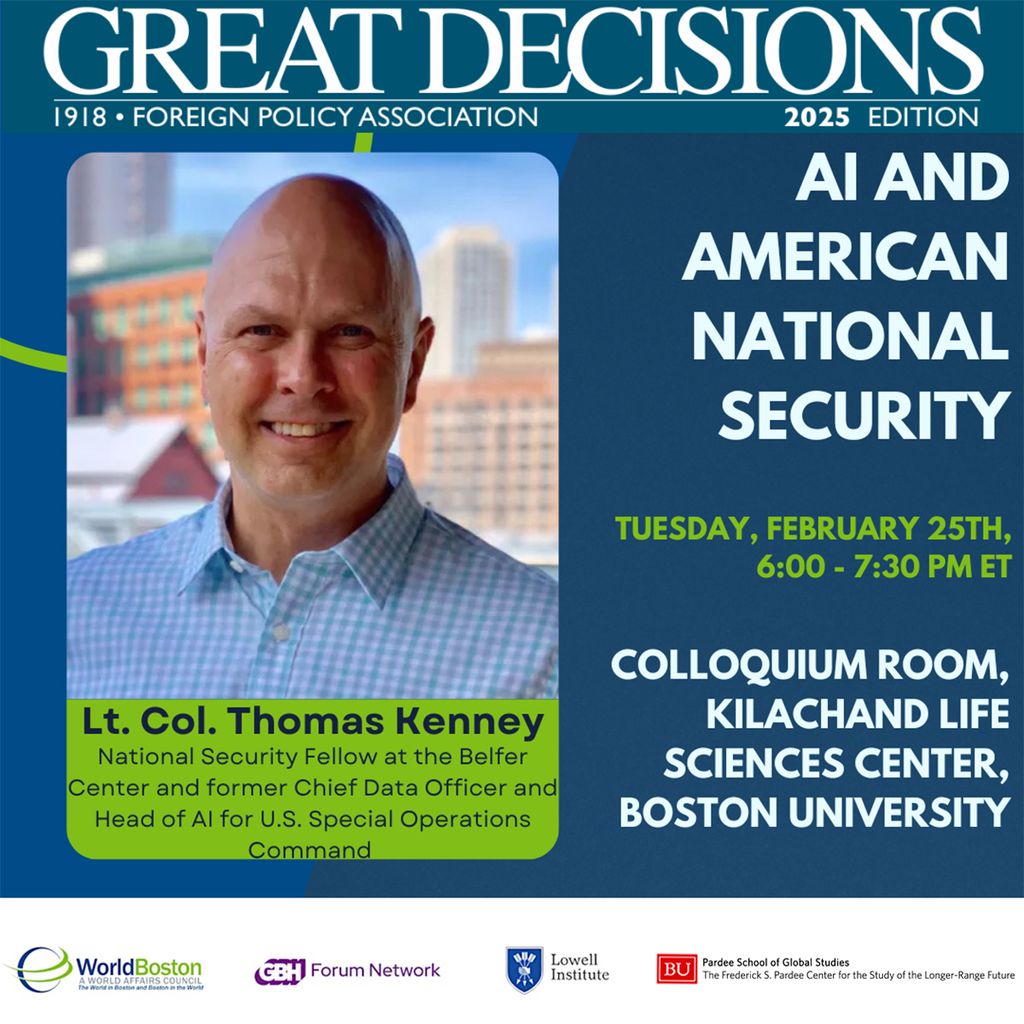 Upcoming Event: “AI and American National Security” Featuring Lt. Col ...