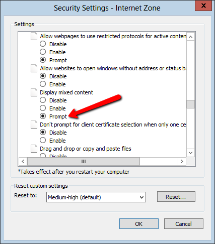 Display mixed content – Windows : TechWeb : Boston University