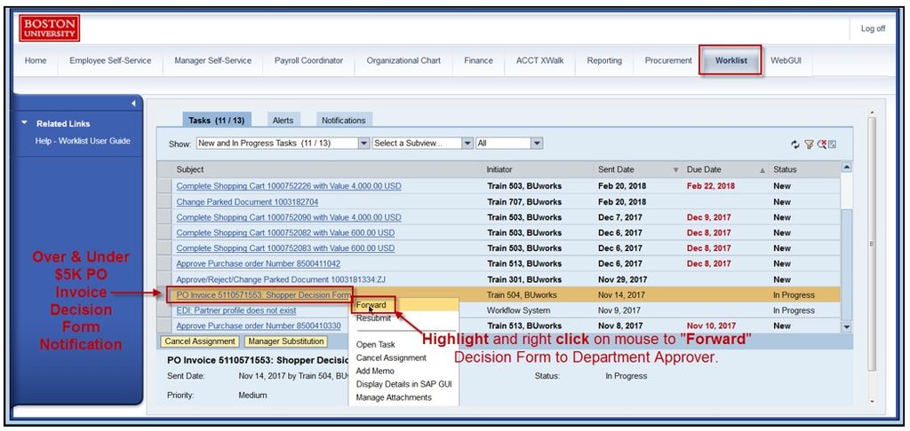 BUworks Finance Tools for Reconciling : TechWeb : Boston University