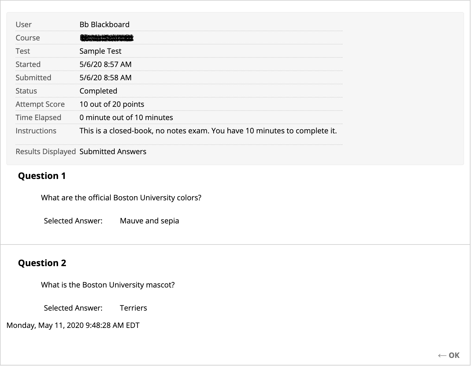 Testing in Blackboard Learn : TechWeb : Boston University