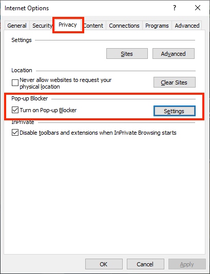 Pop-up Blocker – Windows : TechWeb : Boston University
