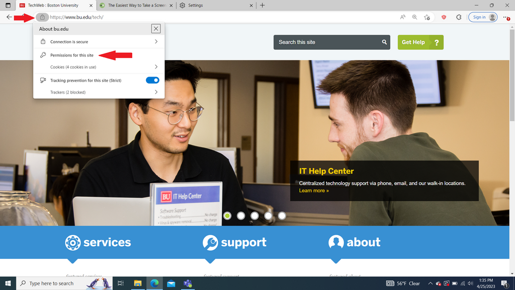 Display mixed content – Windows : TechWeb : Boston University