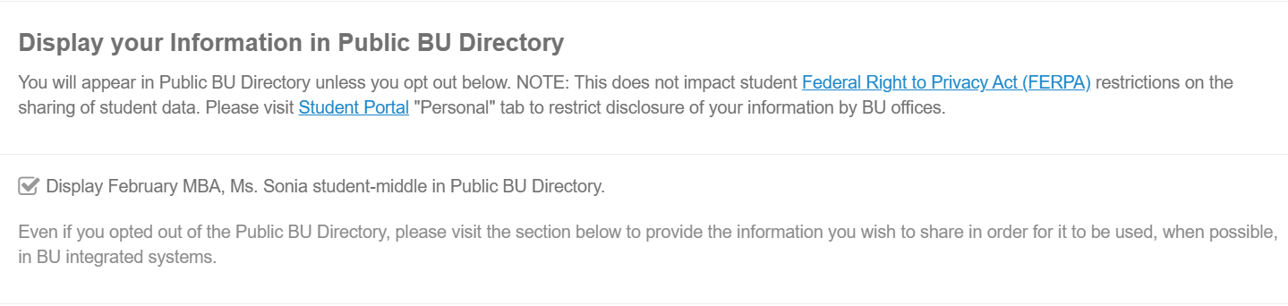 Update My Personal Information : TechWeb : Boston University