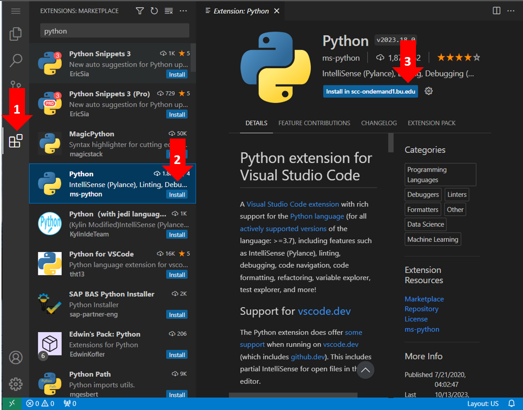 VS Code Server : TechWeb : Boston University