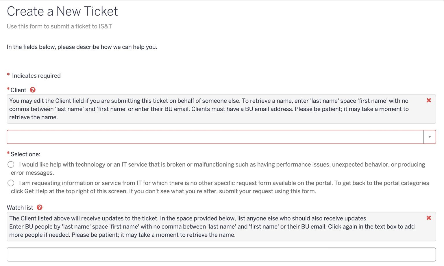 Getting Help – Submitting & Viewing Tickets : TechWeb : Boston University