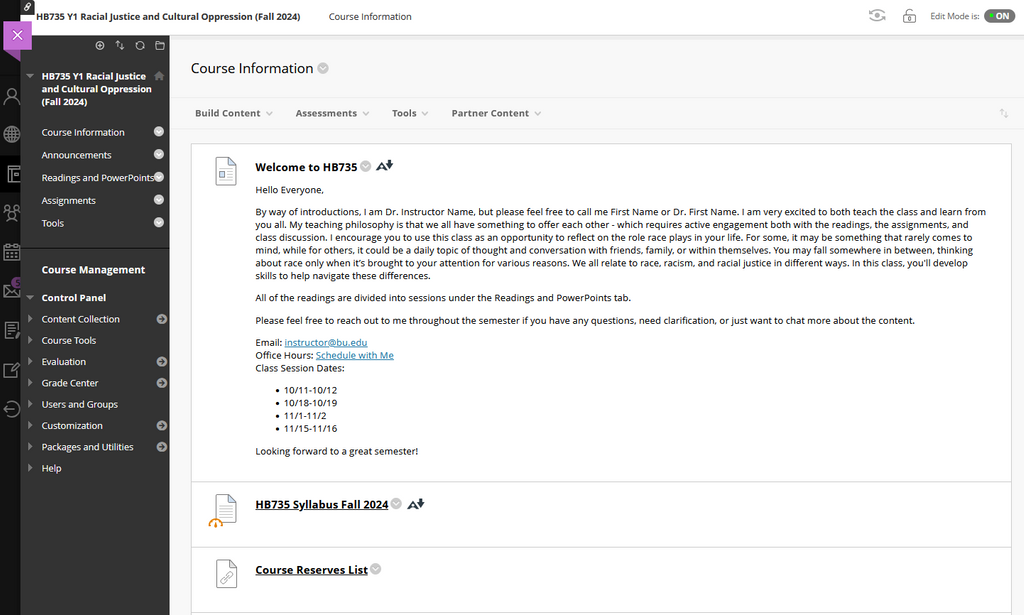 Blackboard from Start to Finish : TechWeb : Boston University