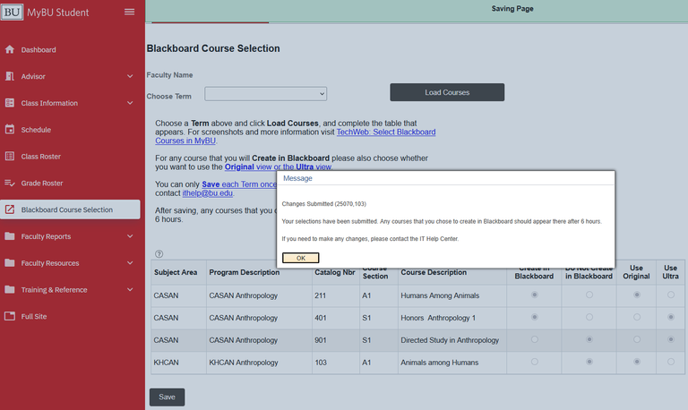Select Blackboard Courses in MyBU : TechWeb : Boston University